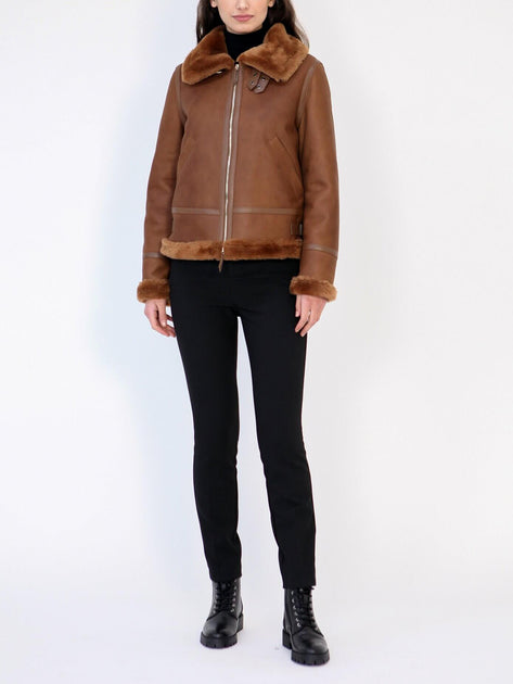 Angela Italian Shearling Bomber Jacket | Tuscan Tailor
